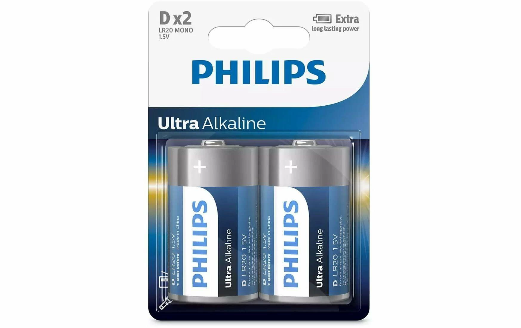 Durable et facile à nettoyer Philips Pile Pile Ultra Alkaline D 2 Pièce ...
